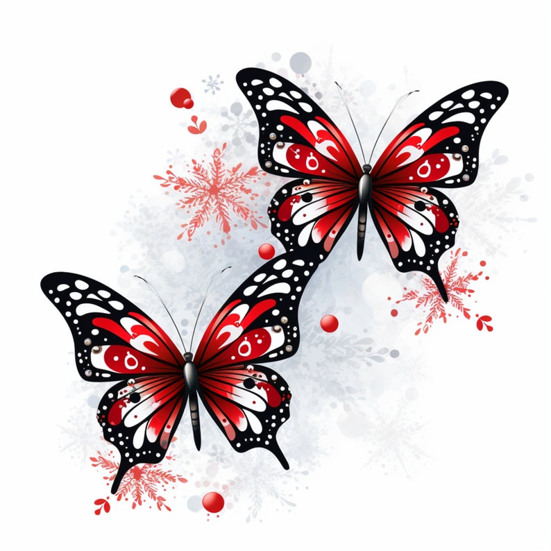 Christmas Butterflies Clipart High Quality Png's 300 DPI Instant ...