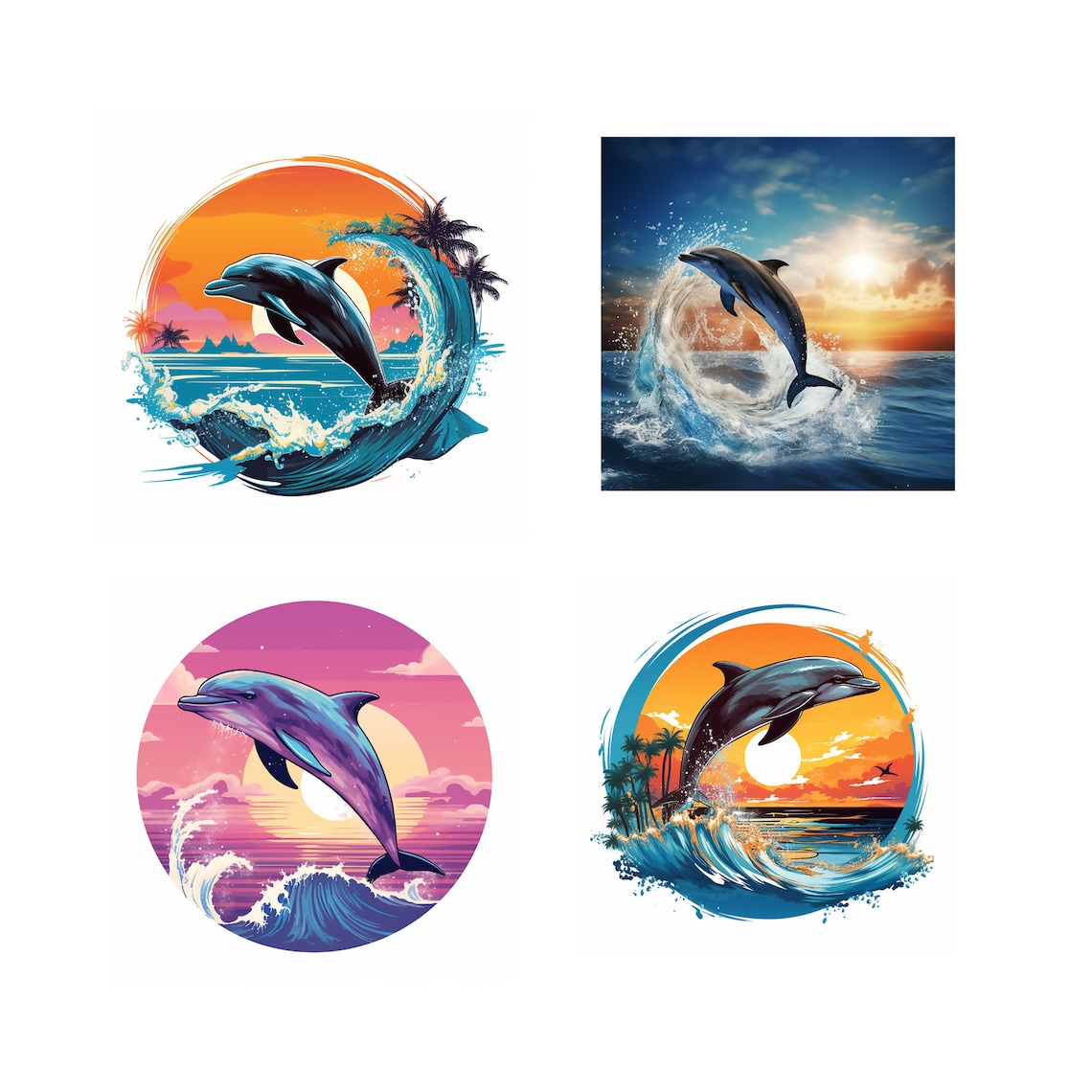 Dolphin & Moon Clipart Bundle. 37 Images Digital Download Great for Use ...