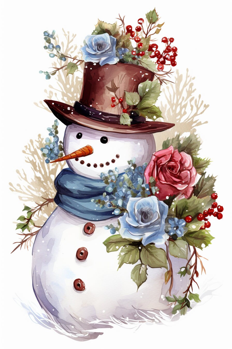 Christmas SNOWMAN Clipart Bundle 4 300 Dpi High Quality Commercial Use ...