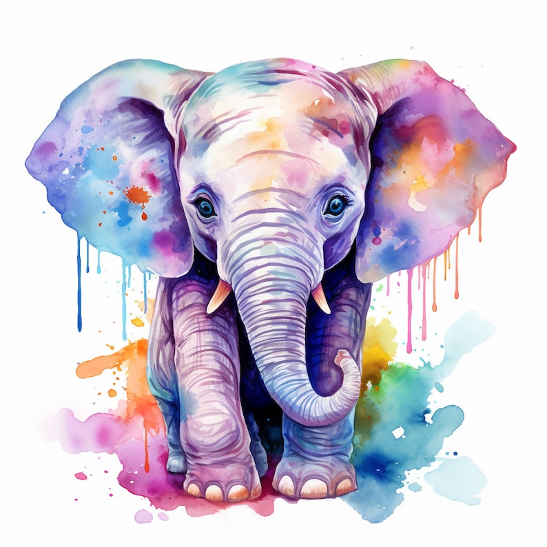 Adorably Cute Elephant Clipart Bundle PNG Digital Download Great for ...