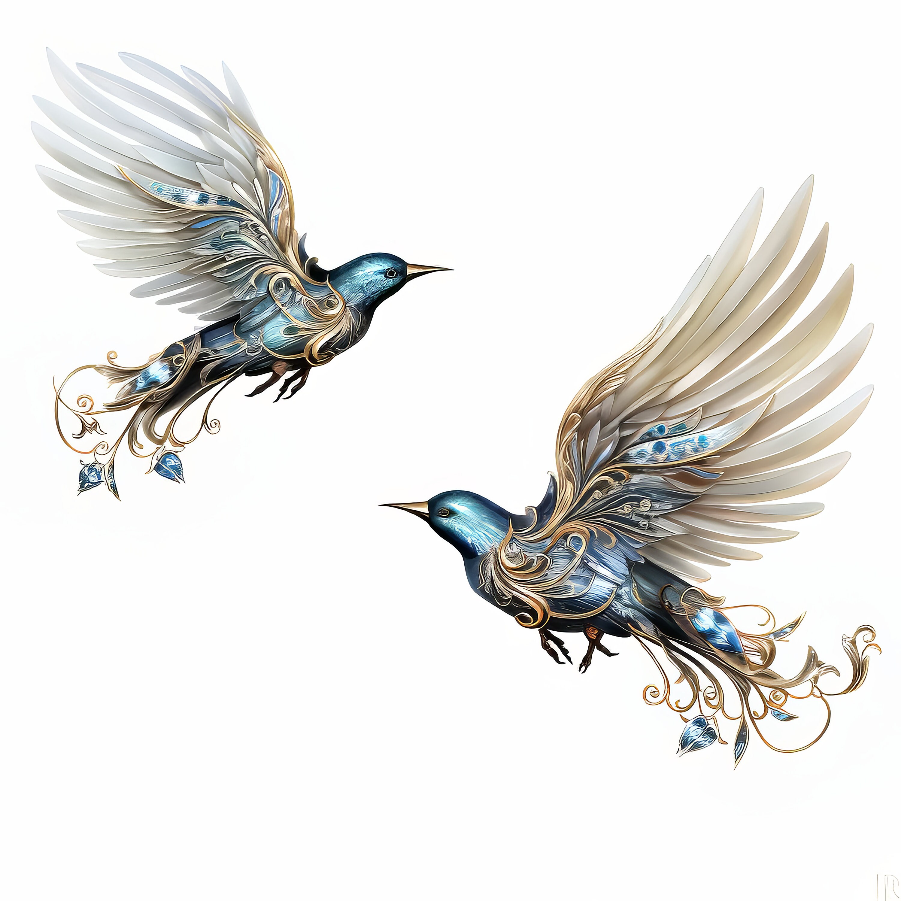 Crystal Flying Birds Clipart Bundle 300 Dpi High Quality Commercial Use ...