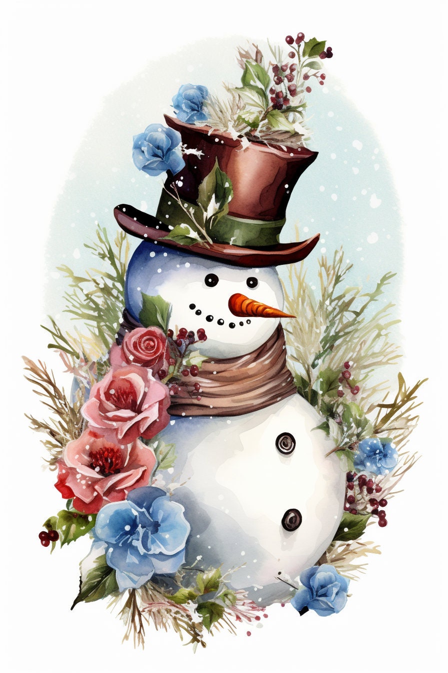 Christmas SNOWMAN Clipart Bundle 2 300 Dpi High Quality Commercial Use ...