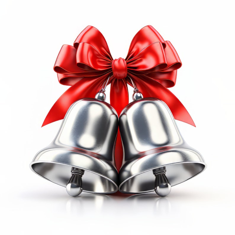 Silver Christmas Bells Clipart Bundle: Holiday Decoration Graphics ...