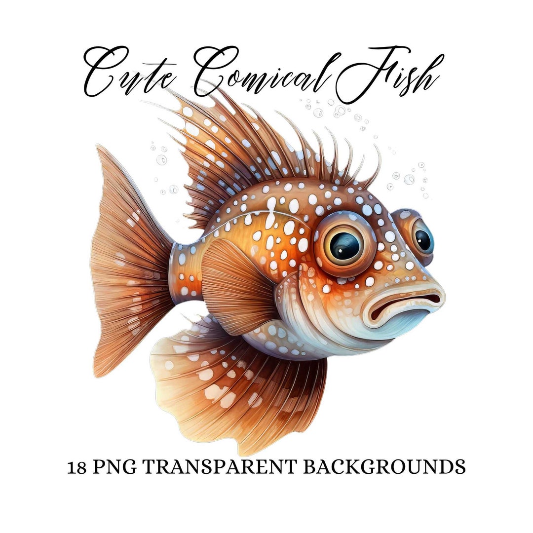 CUTE COMICAL FISH Bundle Clipart | 18 Png Images | High Quality | 300 ...
