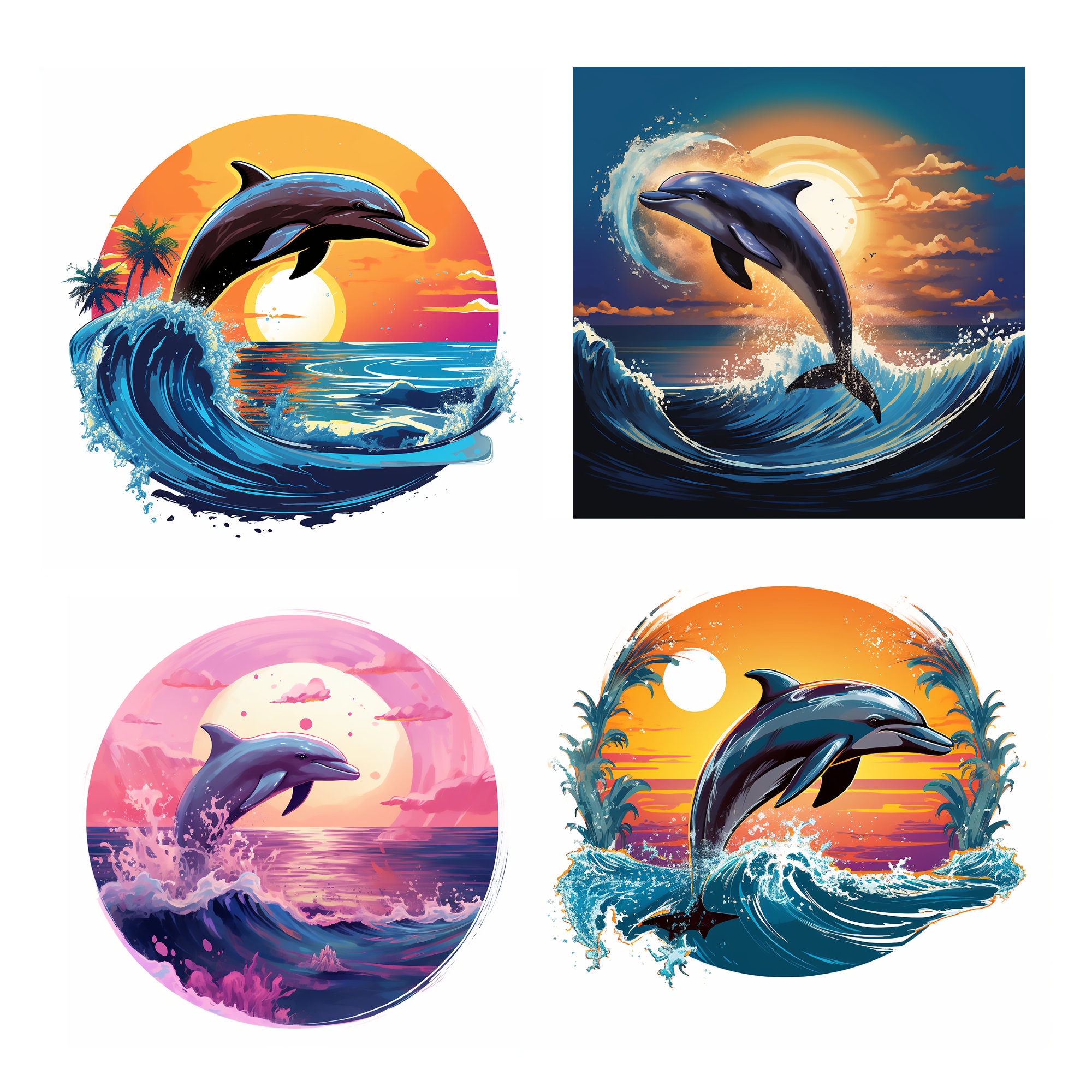 Dolphin & Moon Clipart Bundle. 37 Images Digital Download Great for Use ...