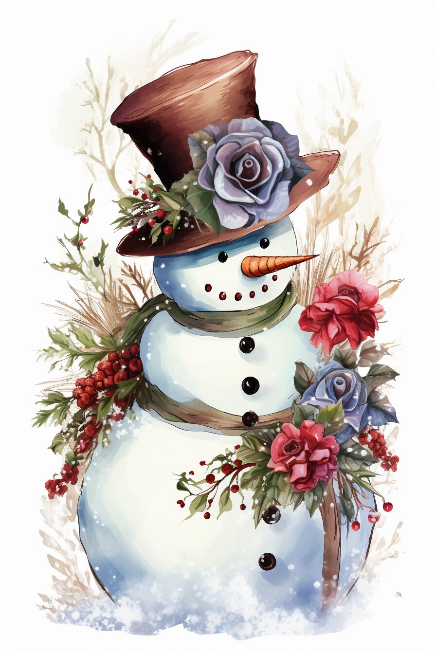 Christmas SNOWMAN Clipart Bundle 2 300 Dpi High Quality Commercial Use ...