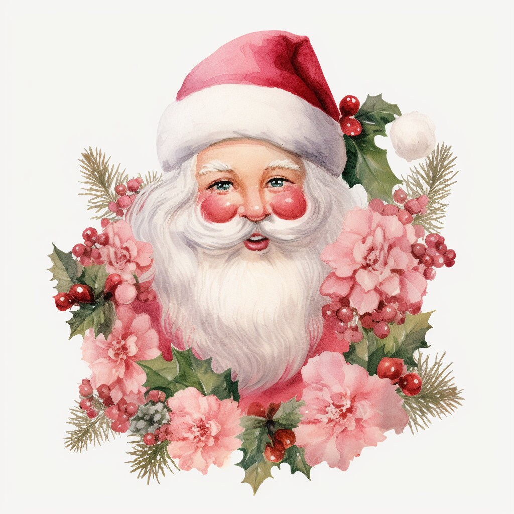 Christmas - Pink Tone SANTA Clipart Bundle 2 | 300 Dpi High Quality ...