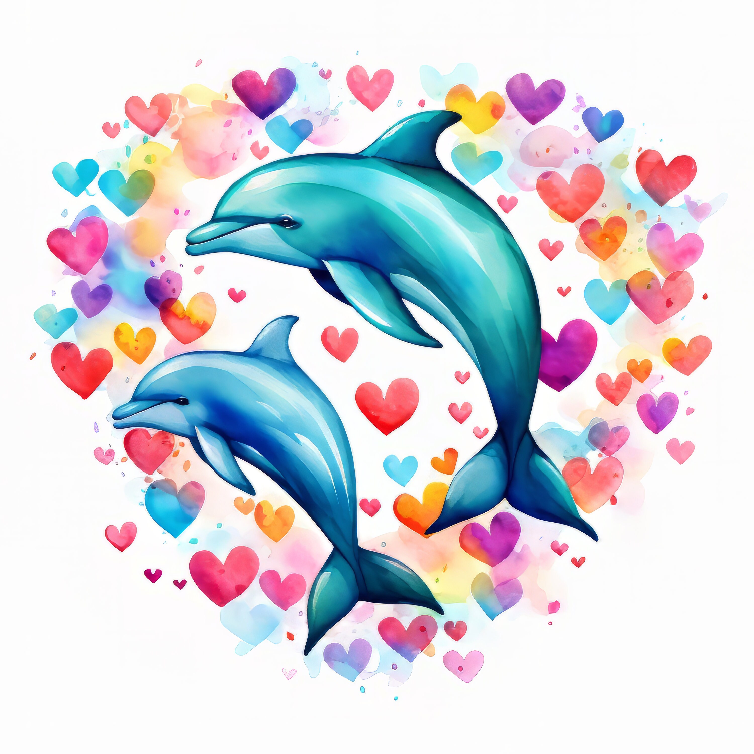 Love Hearts & Dolphins | Clipart | High Quality Png's | 300 DPI ...