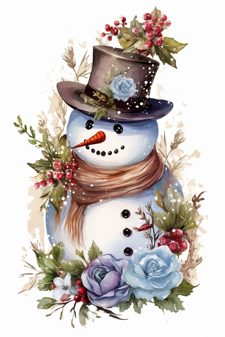 Christmas SNOWMAN Clipart Bundle 2 300 Dpi High Quality Commercial Use ...