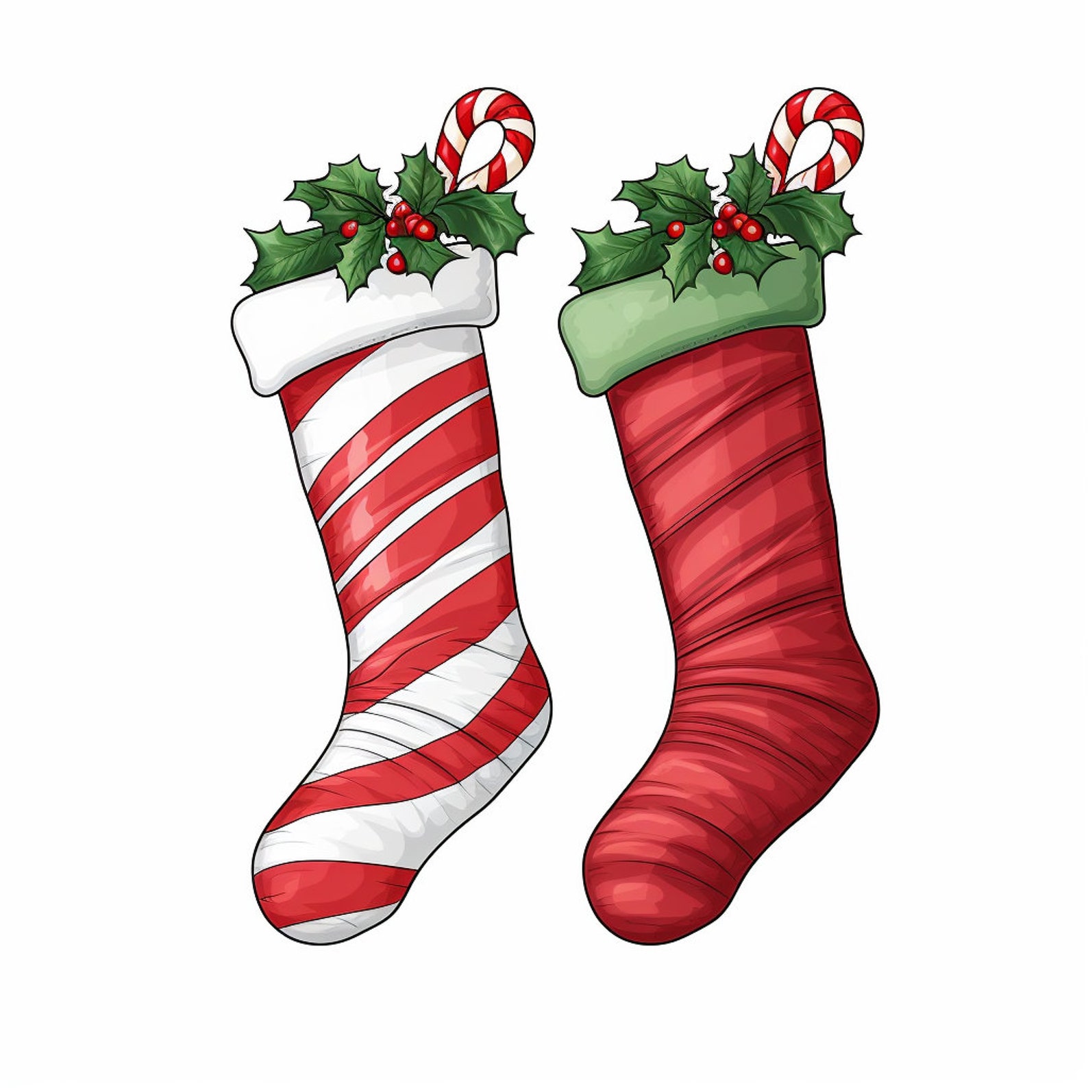 Christmas Stockings Clipart Bundle 6 300 Dpi High Quality Commercial ...