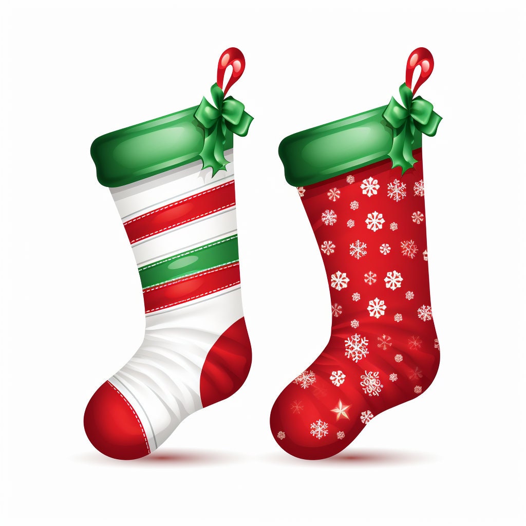 Christmas Stockings Clipart Bundle 1 300 Dpi High Quality Commercial ...