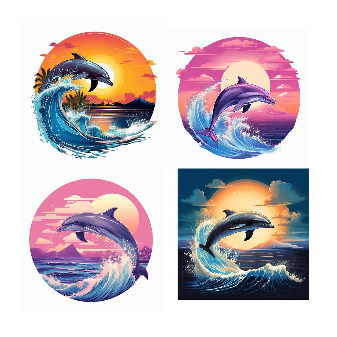Dolphin & Moon Clipart Bundle. 37 Images Digital Download Great for Use ...