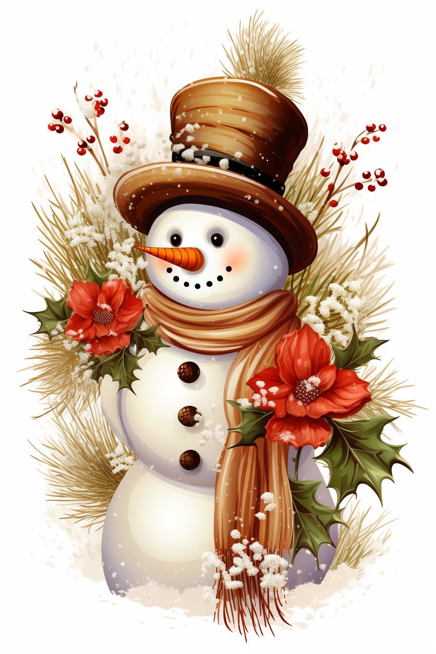 Christmas SNOWMAN Clipart Bundle 4 300 Dpi High Quality Commercial Use ...