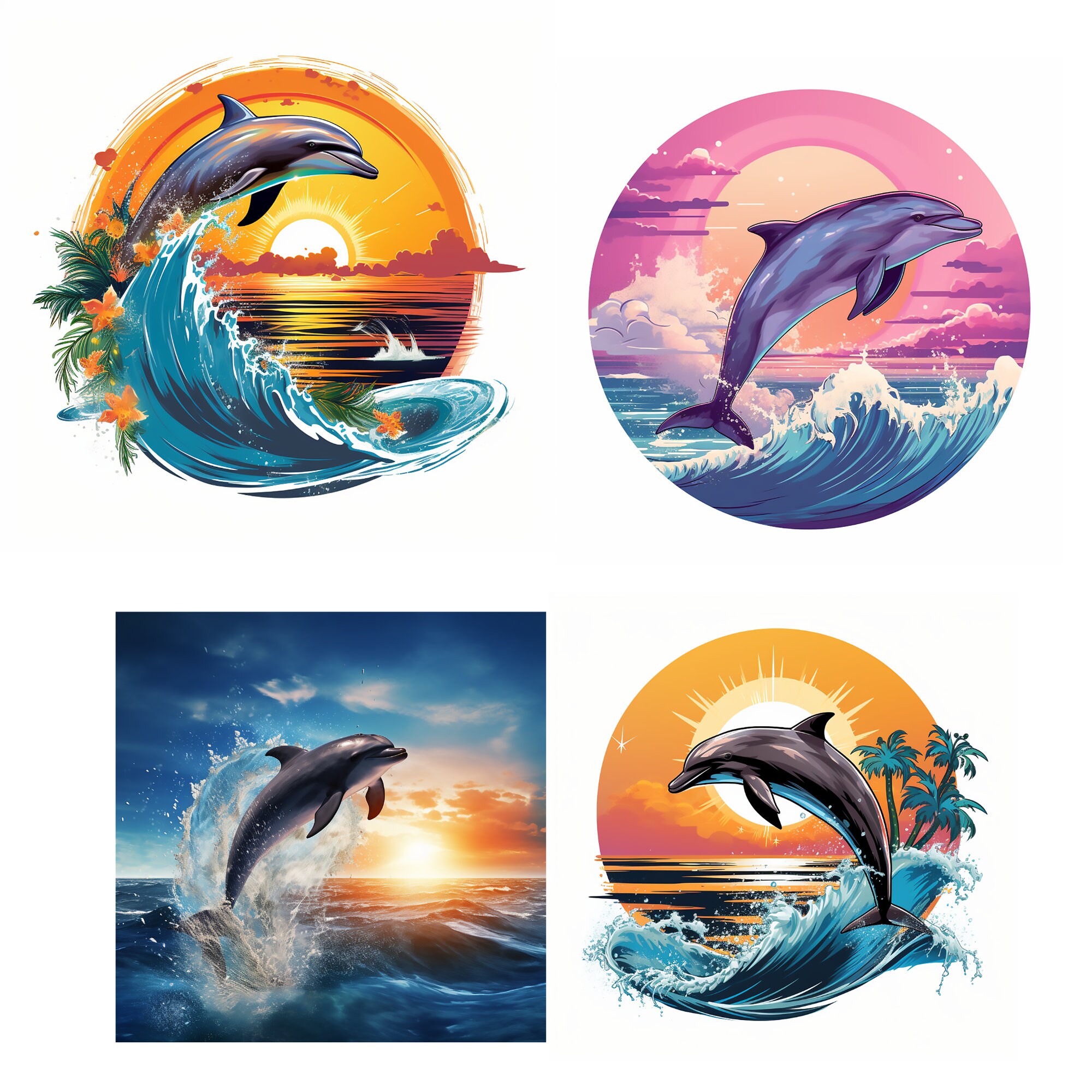 Dolphin & Moon Clipart Bundle. 37 Images Digital Download Great for Use ...