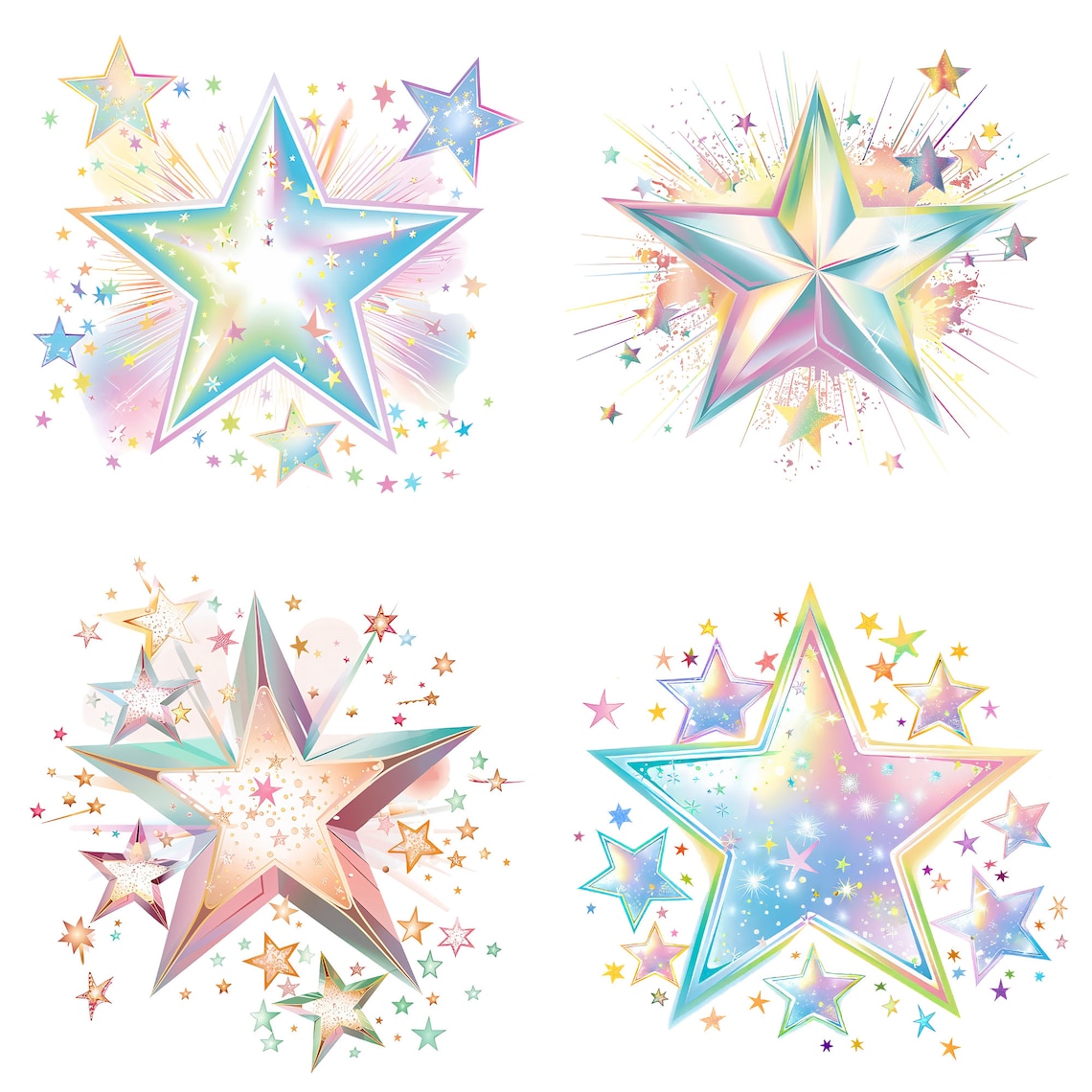 Pastel Starburst Clipart Bundle: PNG Graphics (digital Download) - Etsy UK