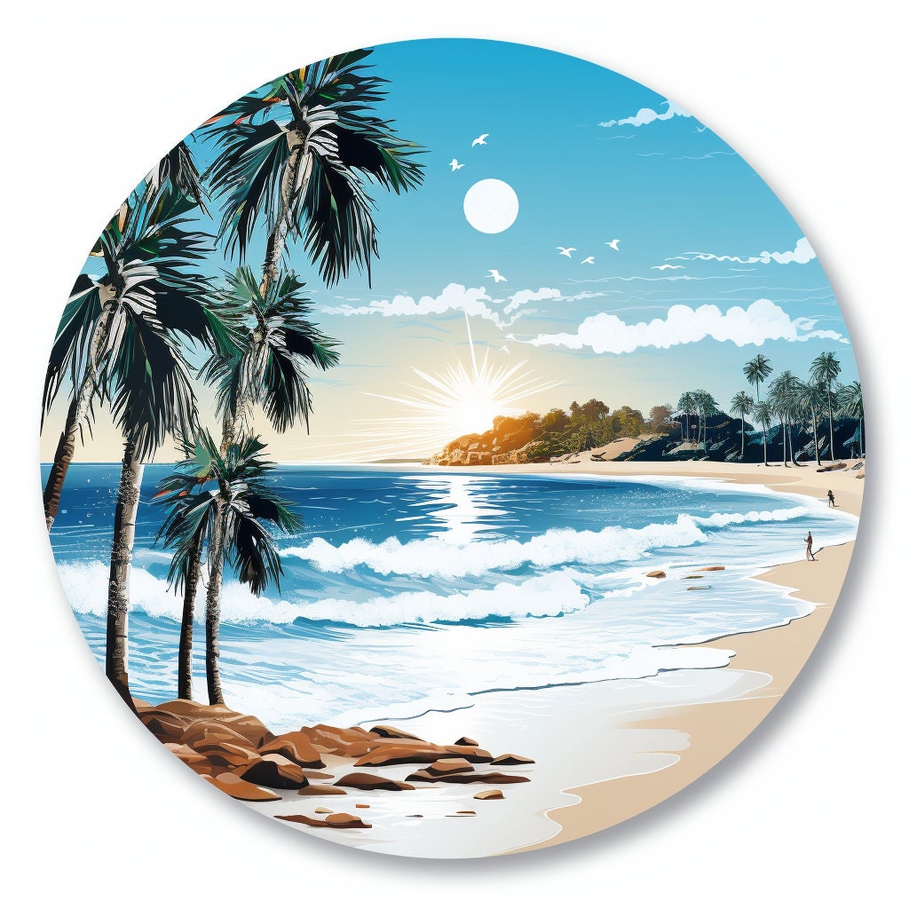 Beach Themed Circle Clipart Bundle 4 300 Dpi High Quality Commercial ...