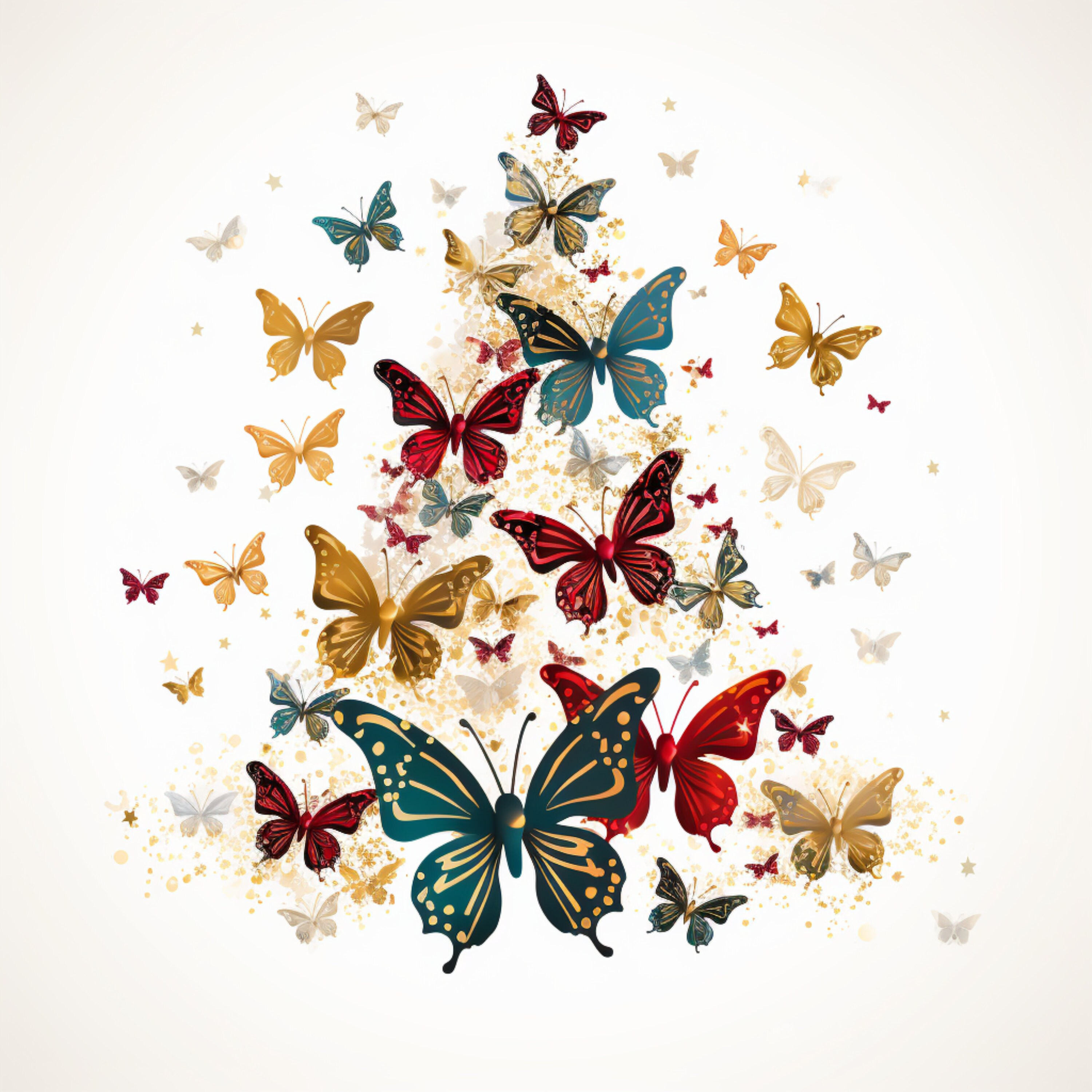 Christmas Butterflies PNG Clipart Bundle: White & Transparent ...