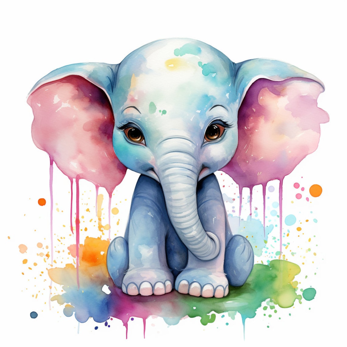 Adorably Cute Elephant Clipart Bundle PNG Digital Download Great for ...