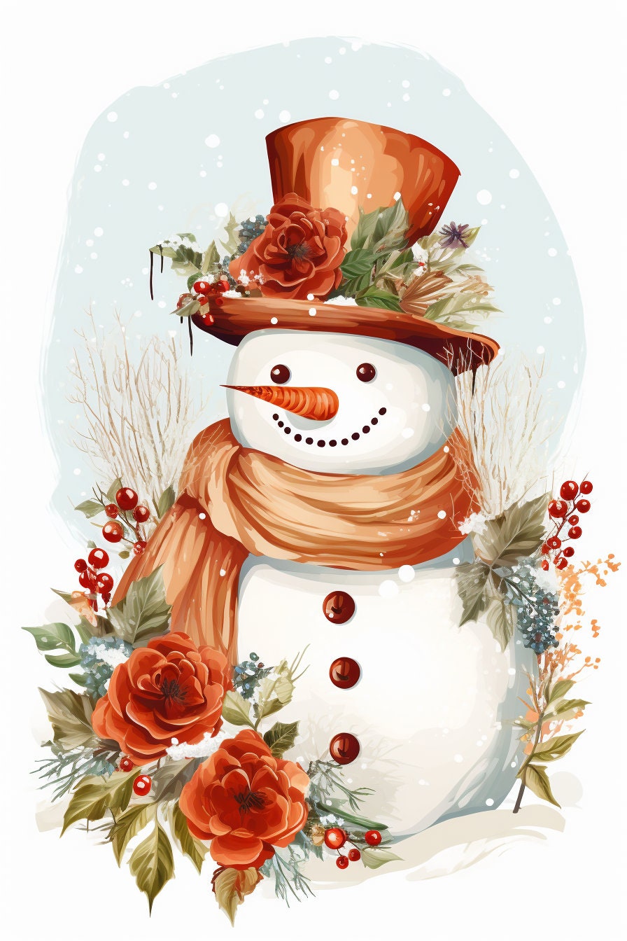 Christmas SNOWMAN Clipart Bundle 4 300 Dpi High Quality Commercial Use ...