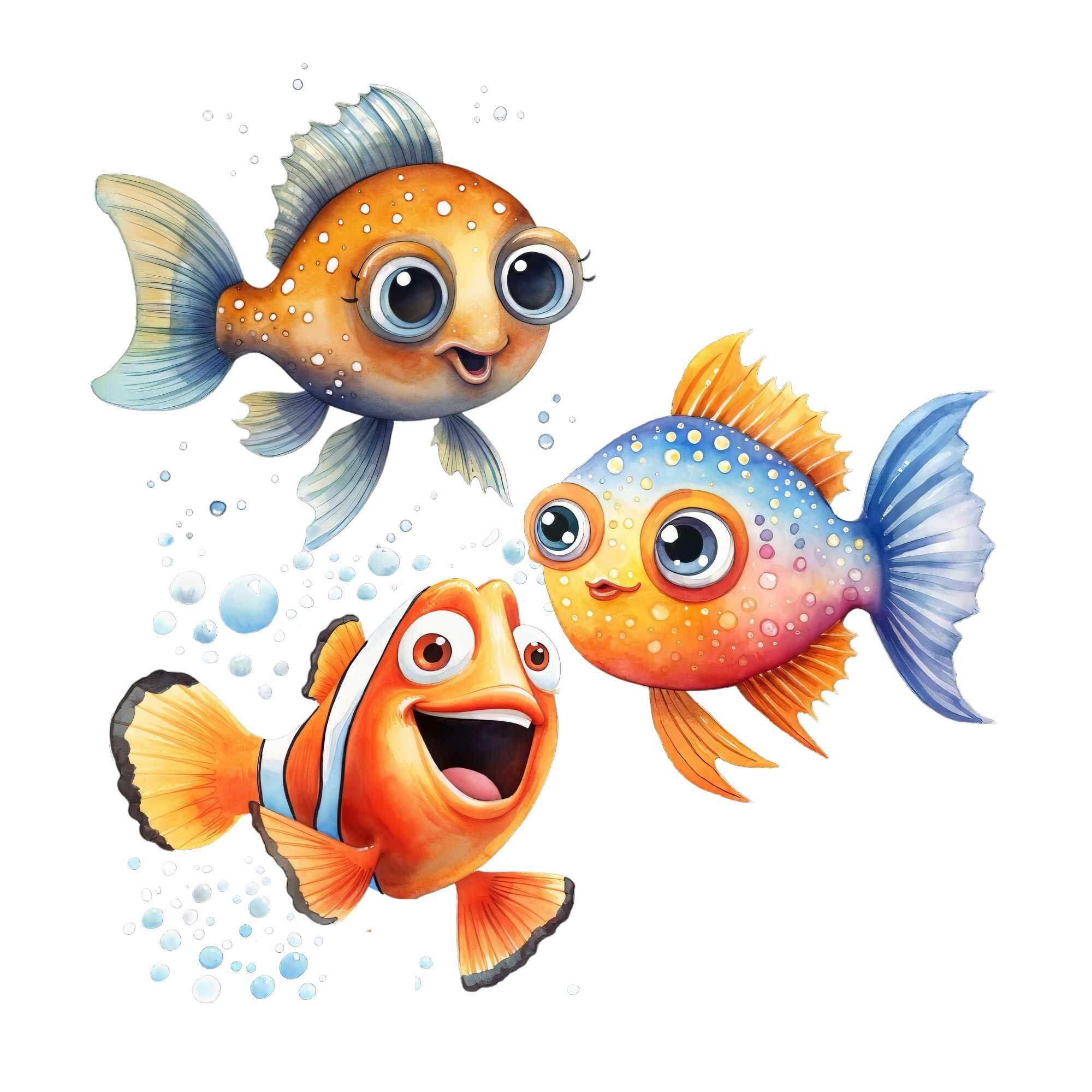 CUTE COMICAL FISH Bundle Clipart 18 Png Images High Quality 300 Dpi ...