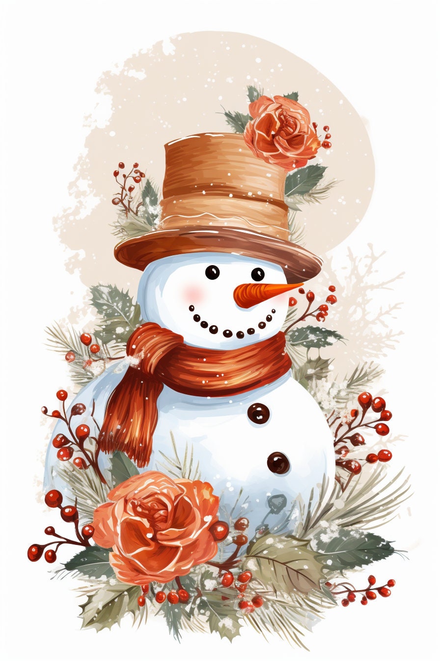 Christmas SNOWMAN Clipart Bundle 2 300 Dpi High Quality Commercial Use ...