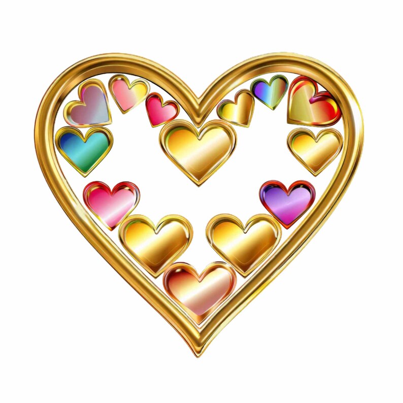 GOLD Hearts Clipart Bundle High Quality Png's 300 DPI Instant Digital ...