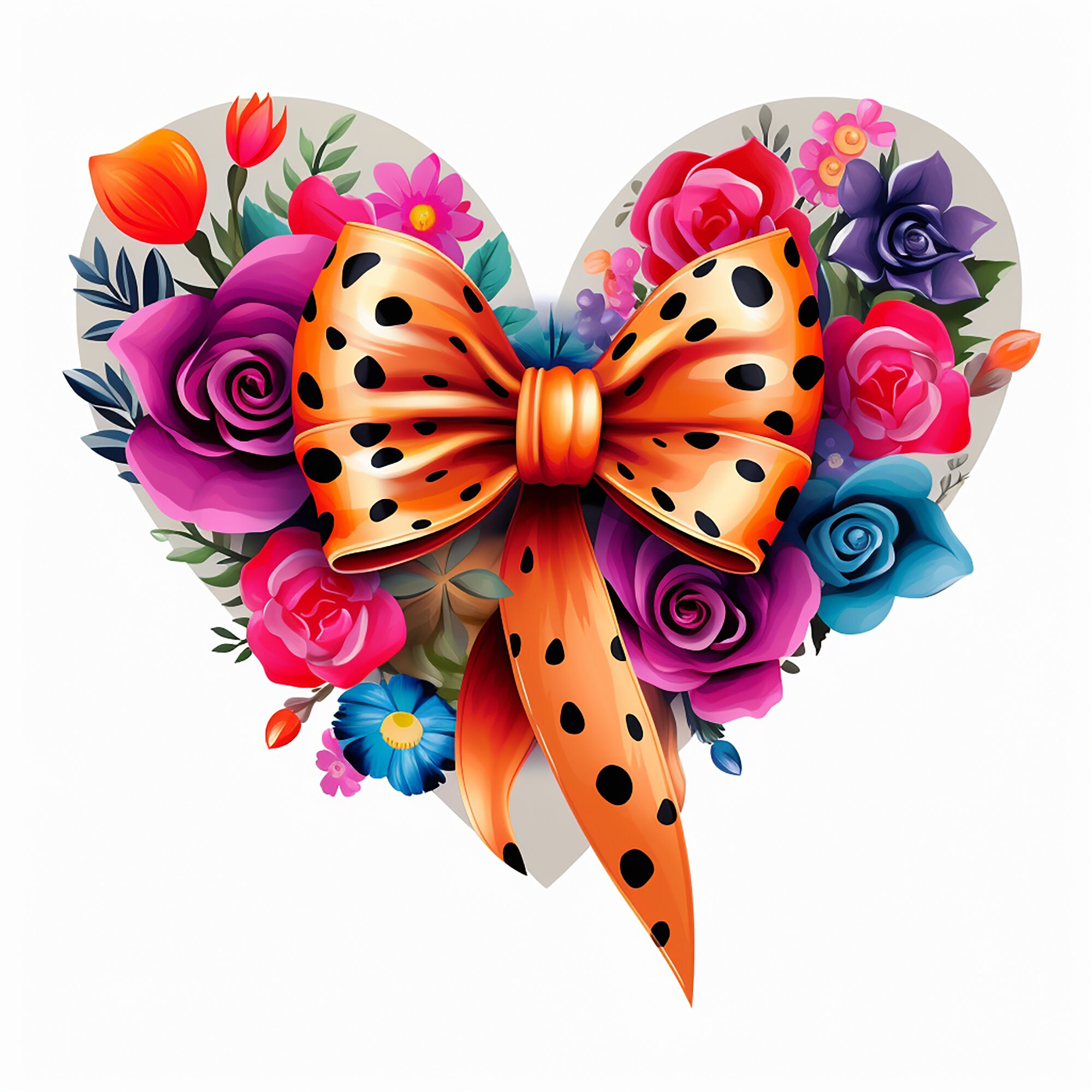 FLORAL Hearts & Bows Clipart Bundle High Quality Png's 300 DPI Digital ...