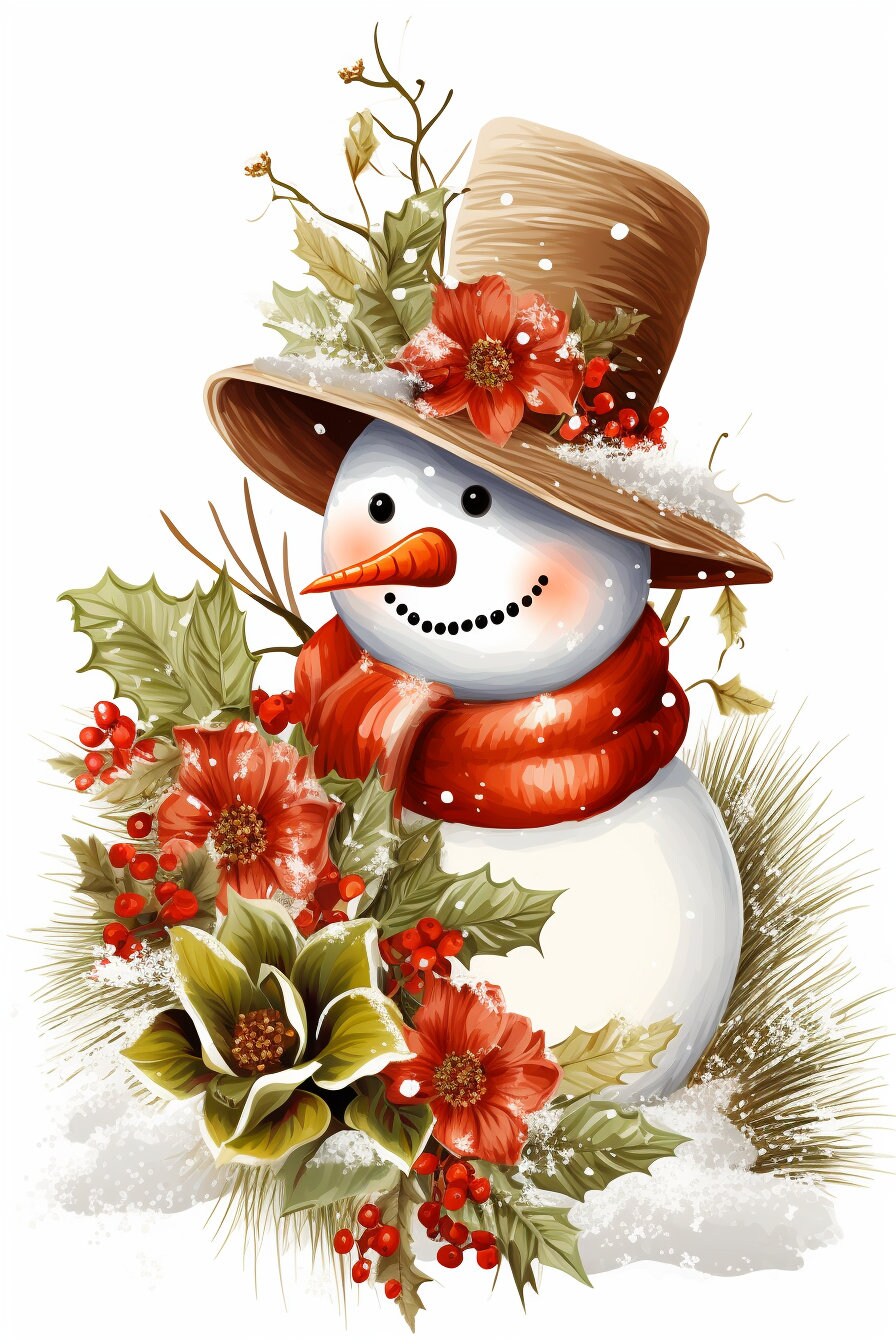 Christmas SNOWMAN Clipart Bundle 4 300 Dpi High Quality Commercial Use ...