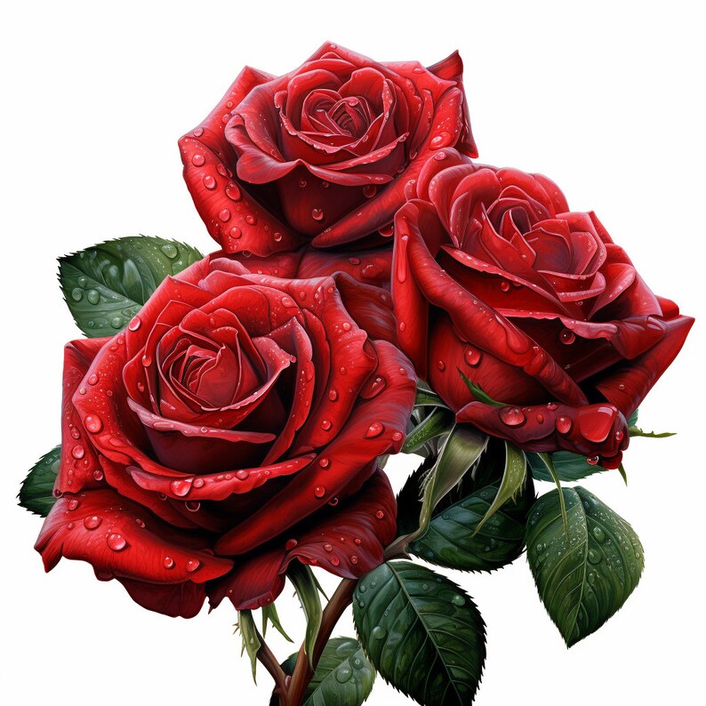 Beautiful Roses Clipart Bundle 300 Dpi High Quality 12 Light ...