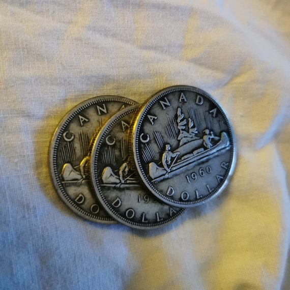 Collectibles 1960 Three 3 x Canadian dollars coins queen Elizabeth ll ...
