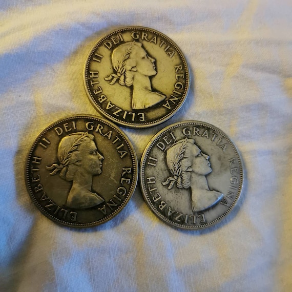 Collectibles 1960 Three 3 x Canadian dollars coins queen Elizabeth ll ...