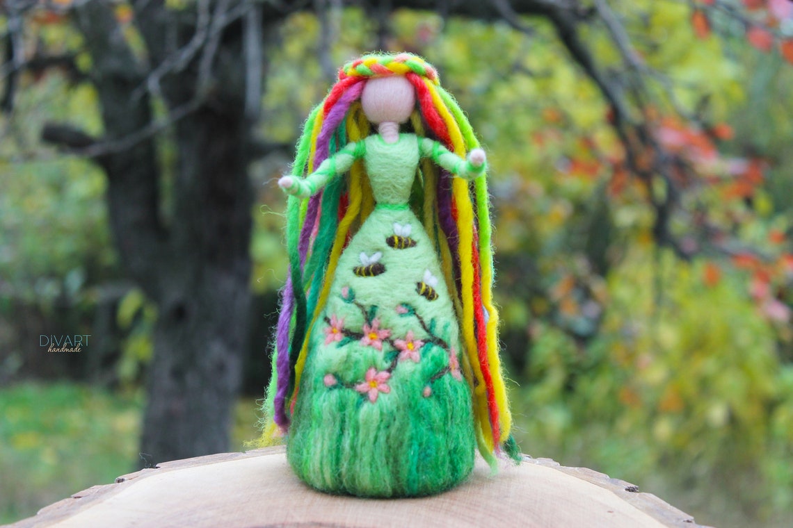Needle Felted Fairy, Spring Fairy, Green Felted Fairy, Waldorf Toys ...