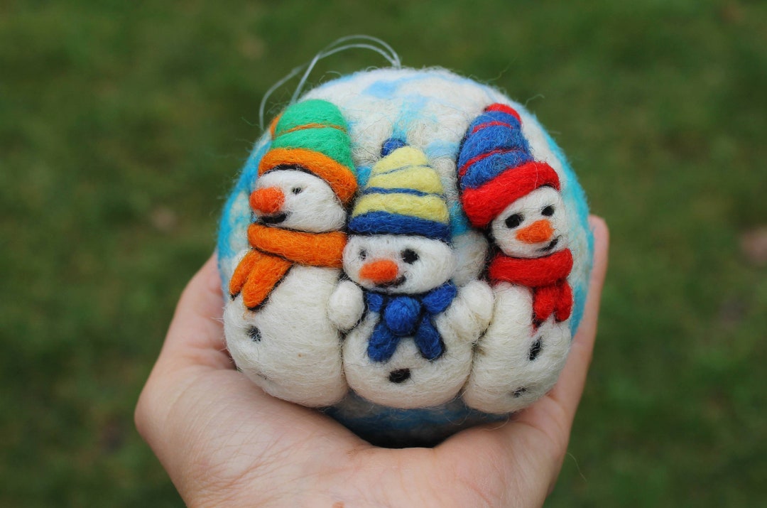 Christmas Ball,needle Felted Ball,needle Felted Christmas Ball With ...