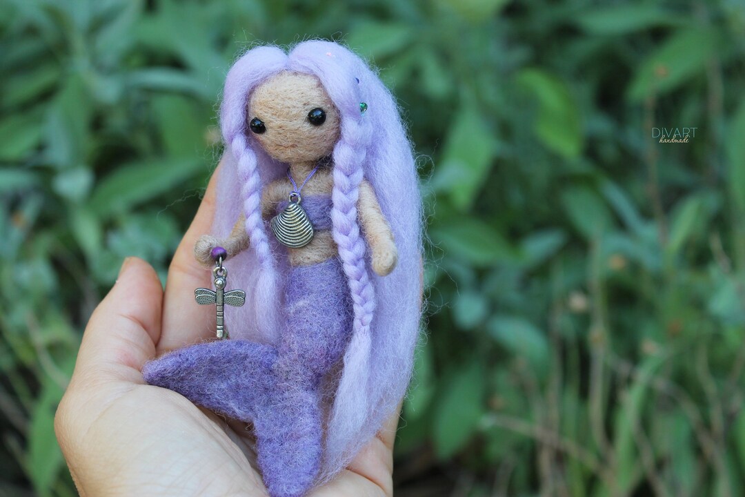 Mini Needle Felted Mermaid, Wool Mermaid, Naiad, Needle Felted Art Doll ...