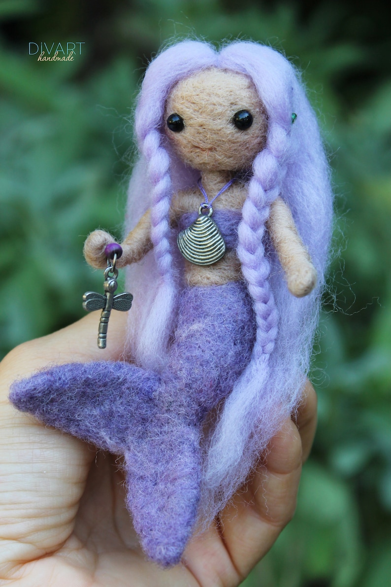Mini Needle Felted Mermaid, Wool Mermaid, Naiad, Needle Felted Art Doll ...