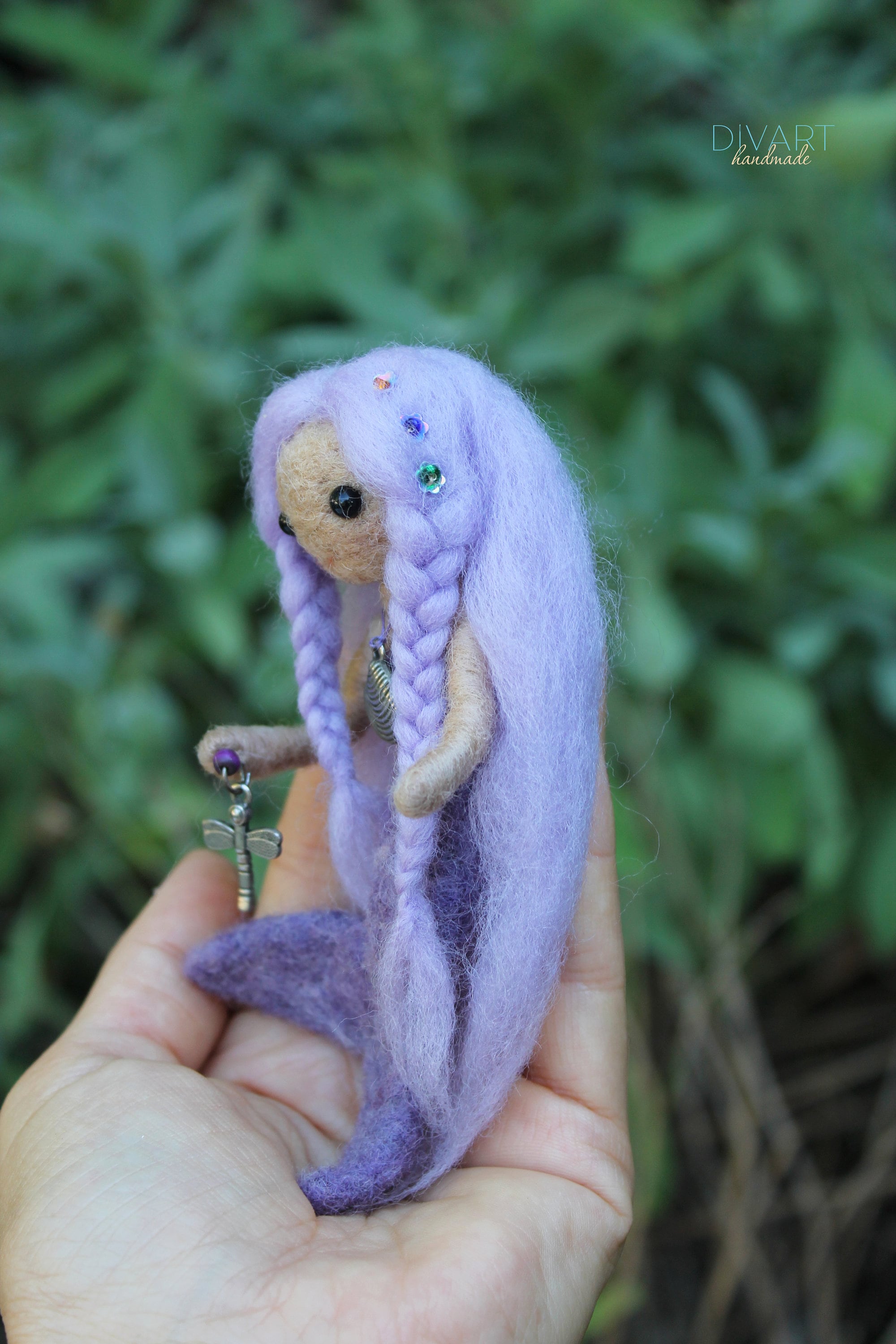 Mini Needle Felted Mermaid, Wool Mermaid, Naiad, Needle Felted Art Doll ...