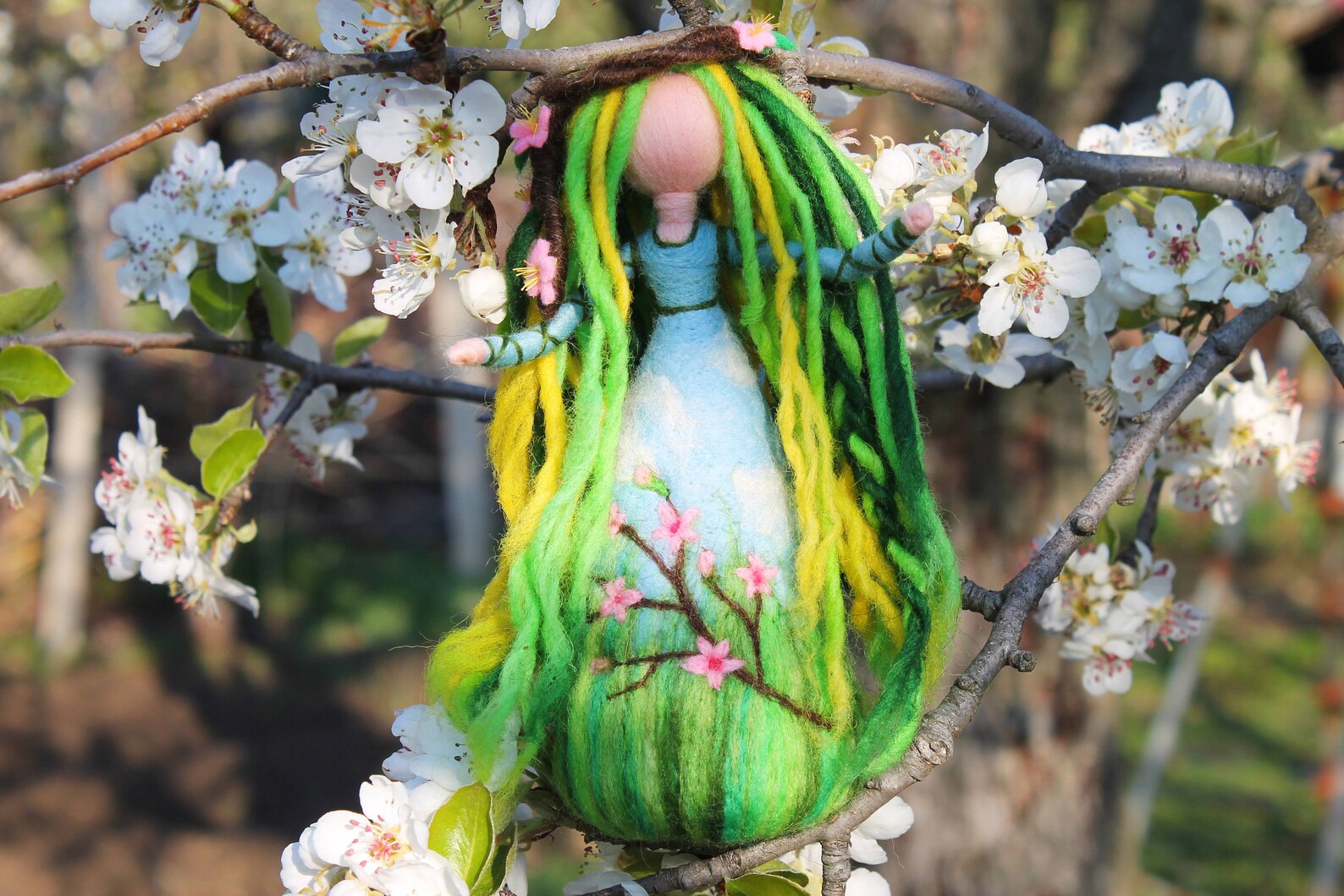 Needle Felted Fairy Spring Fairy Green Felted Fairy Waldorf | Etsy