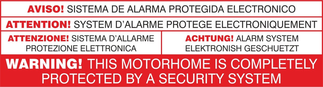 Motorhome Alarm Window Stickers, 6 to a Sheet - Etsy