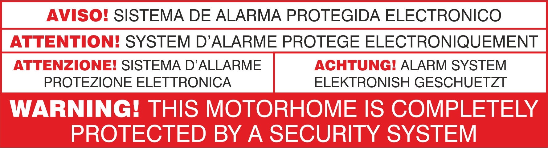 Motorhome Alarm Window Stickers, 6 to a Sheet - Etsy