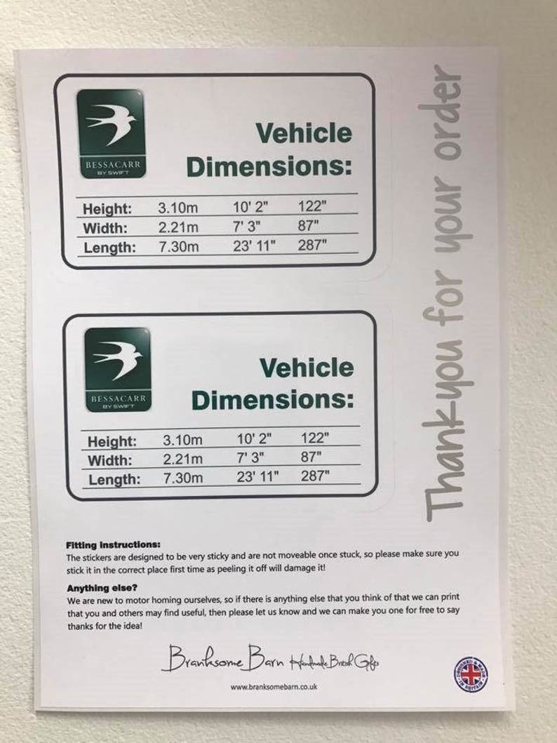 Motorhome Height Sticker, Personalised, Waterproof Made to Order - Etsy