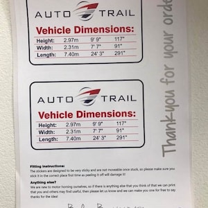 Motorhome Height Sticker, Personalised, Waterproof Made to Order - Etsy