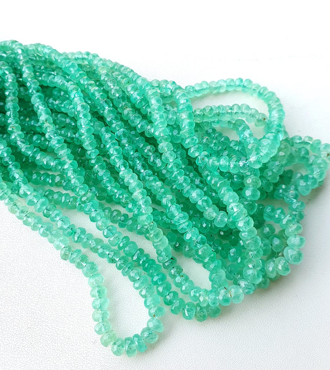 Emerald Faceted Rondelle Beads, Natural Emerald Gemstone Beads, Loose ...
