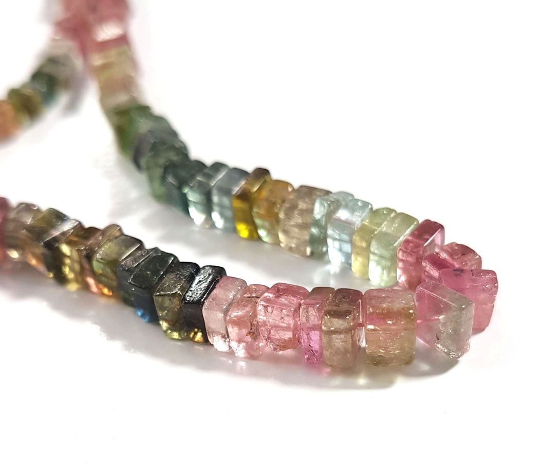 Natural Multi Tourmaline Gemstone Smooth Square Heishi - Etsy