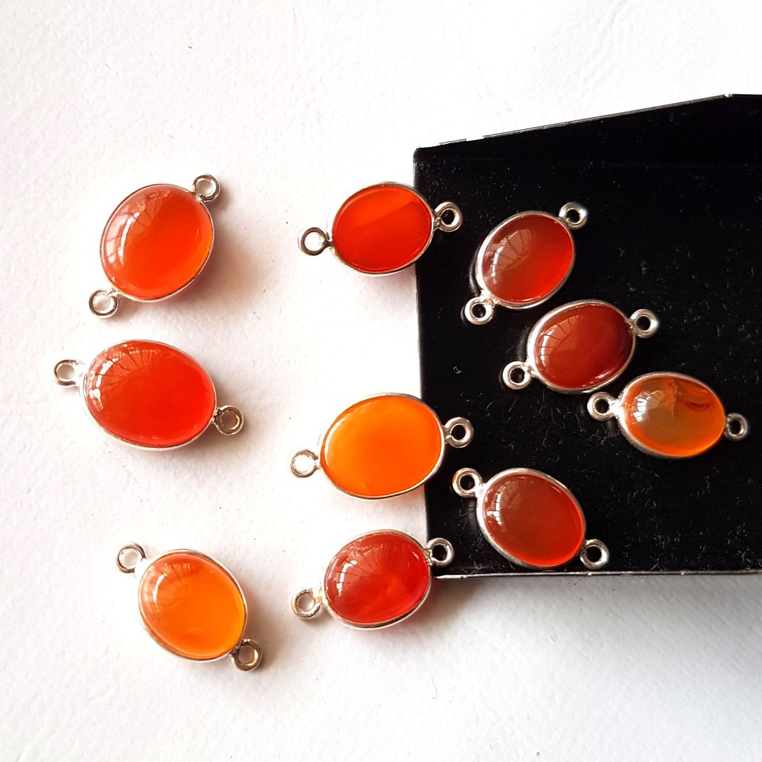 Bezel Connector Gemstone Connector Links 925 Sterling Silver Carnelian ...