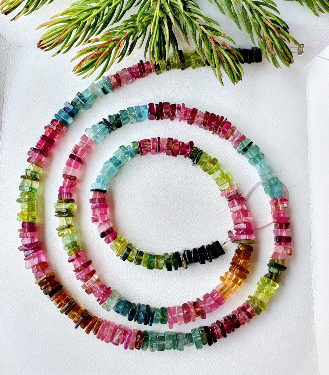 Natural Multi Tourmaline Gemstone Smooth Square Heishi Beads ...