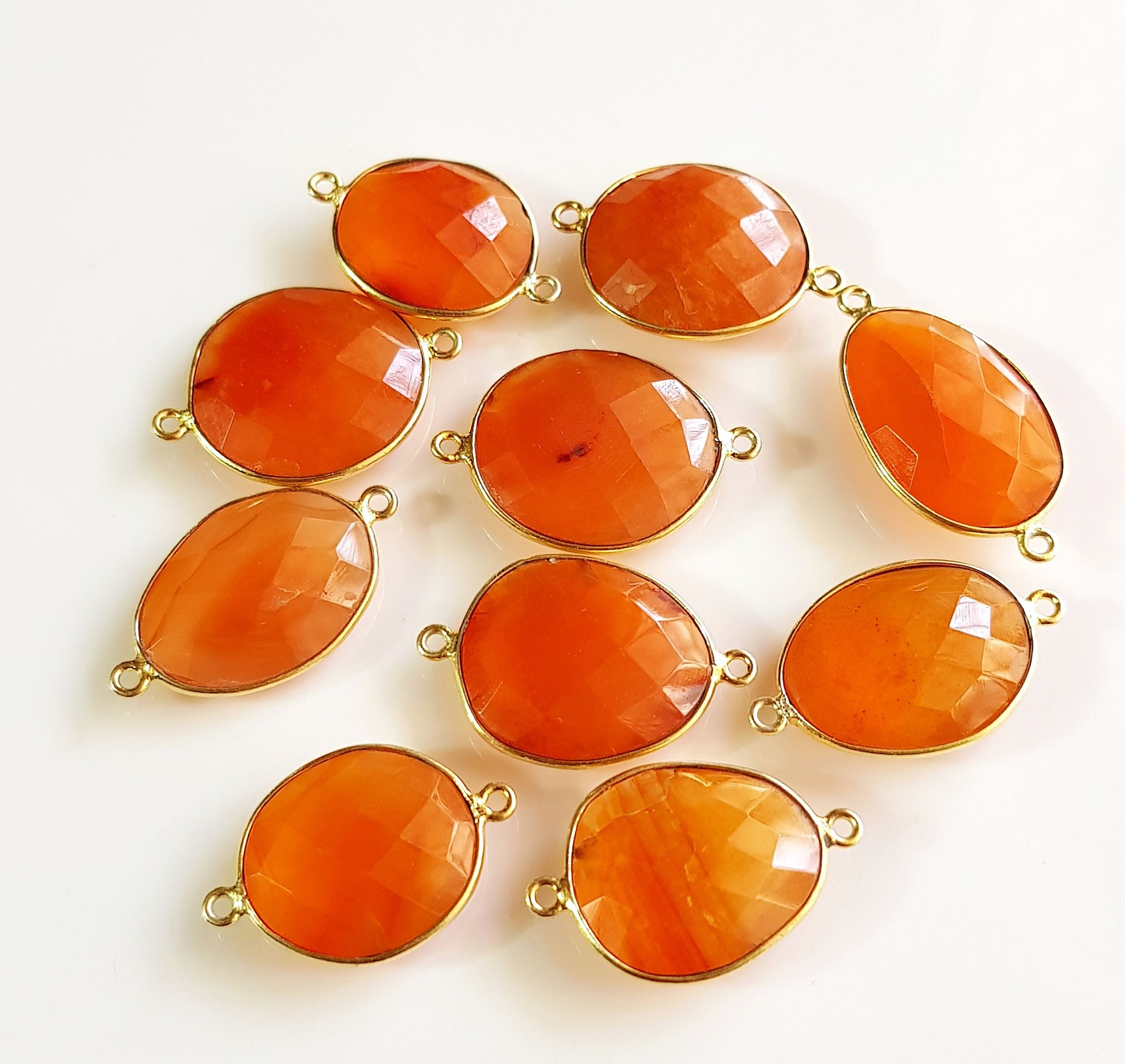 5 Pieces 100% Natural Orange Carnelian Gemstone 925 Silver | Etsy