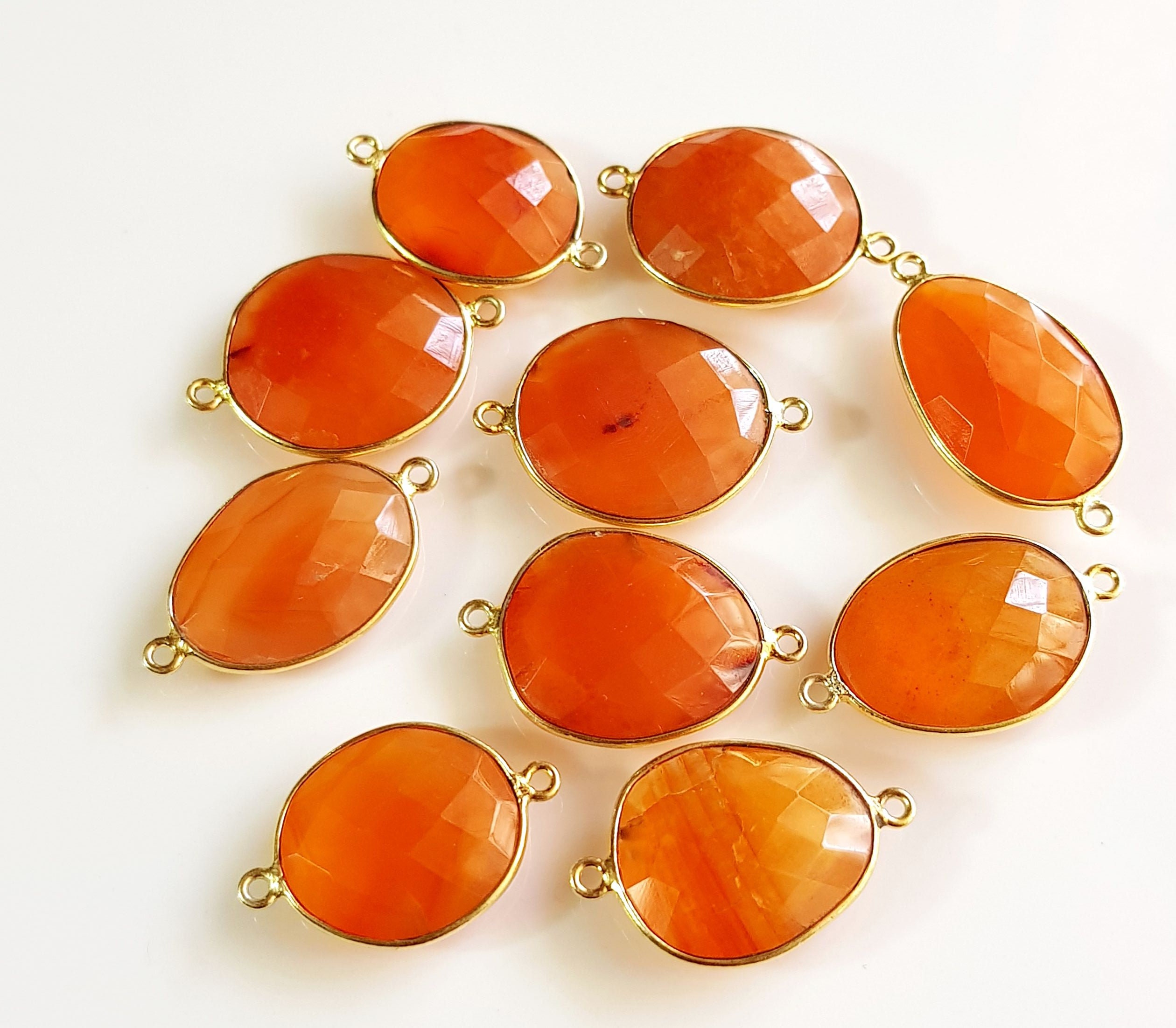 5 Pieces 100% Natural Orange Carnelian Gemstone 925 Silver | Etsy