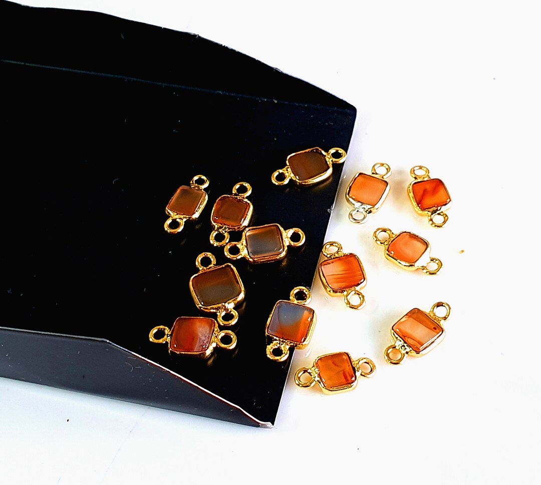 5 Pieces Carnelian Gemstone Connector/ Carnelian Double Looped Gemstone ...