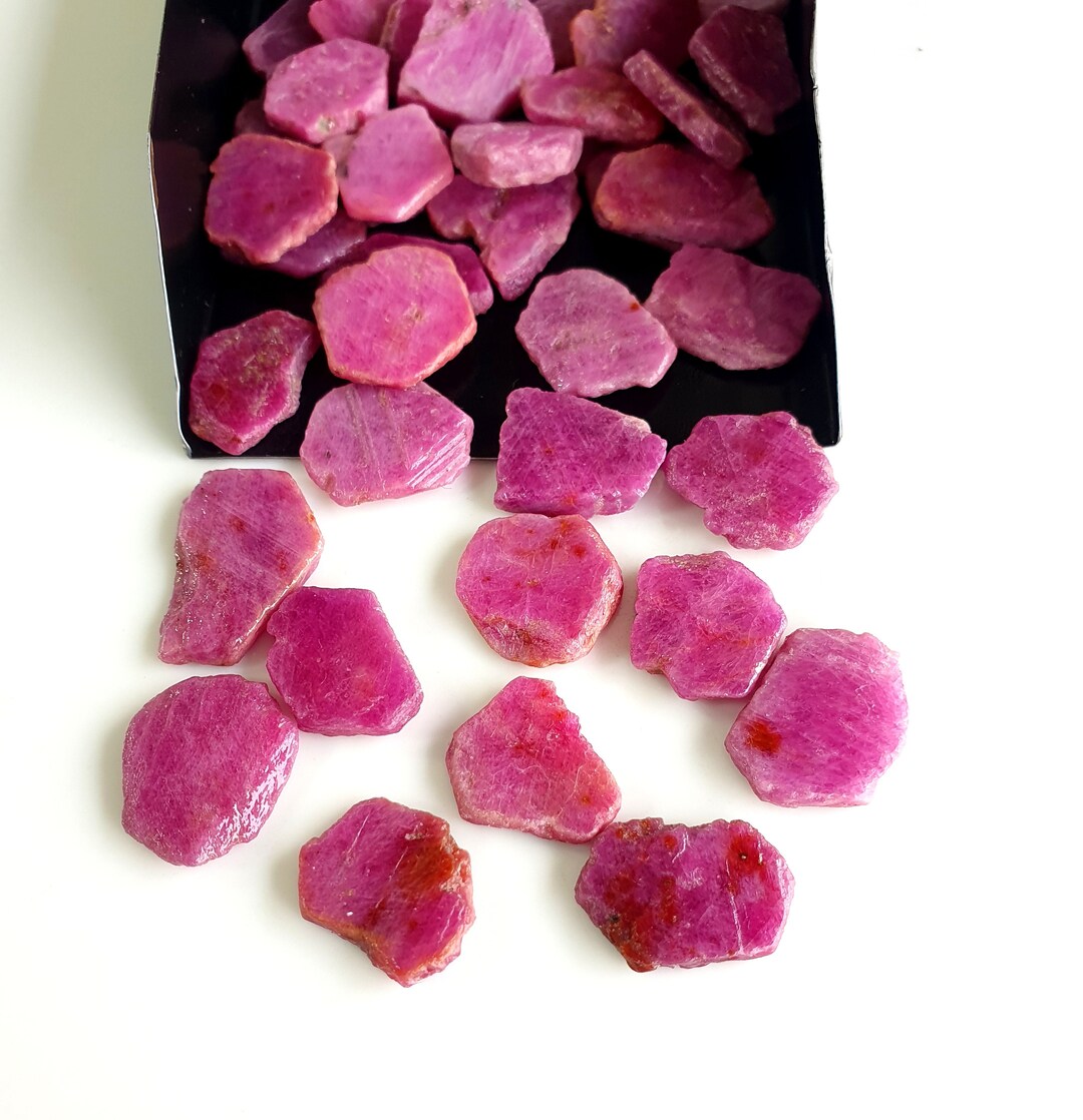 20 Pieces Natural Ruby Gemstone Slices | Ruby Rough Slices for Jewelry ...