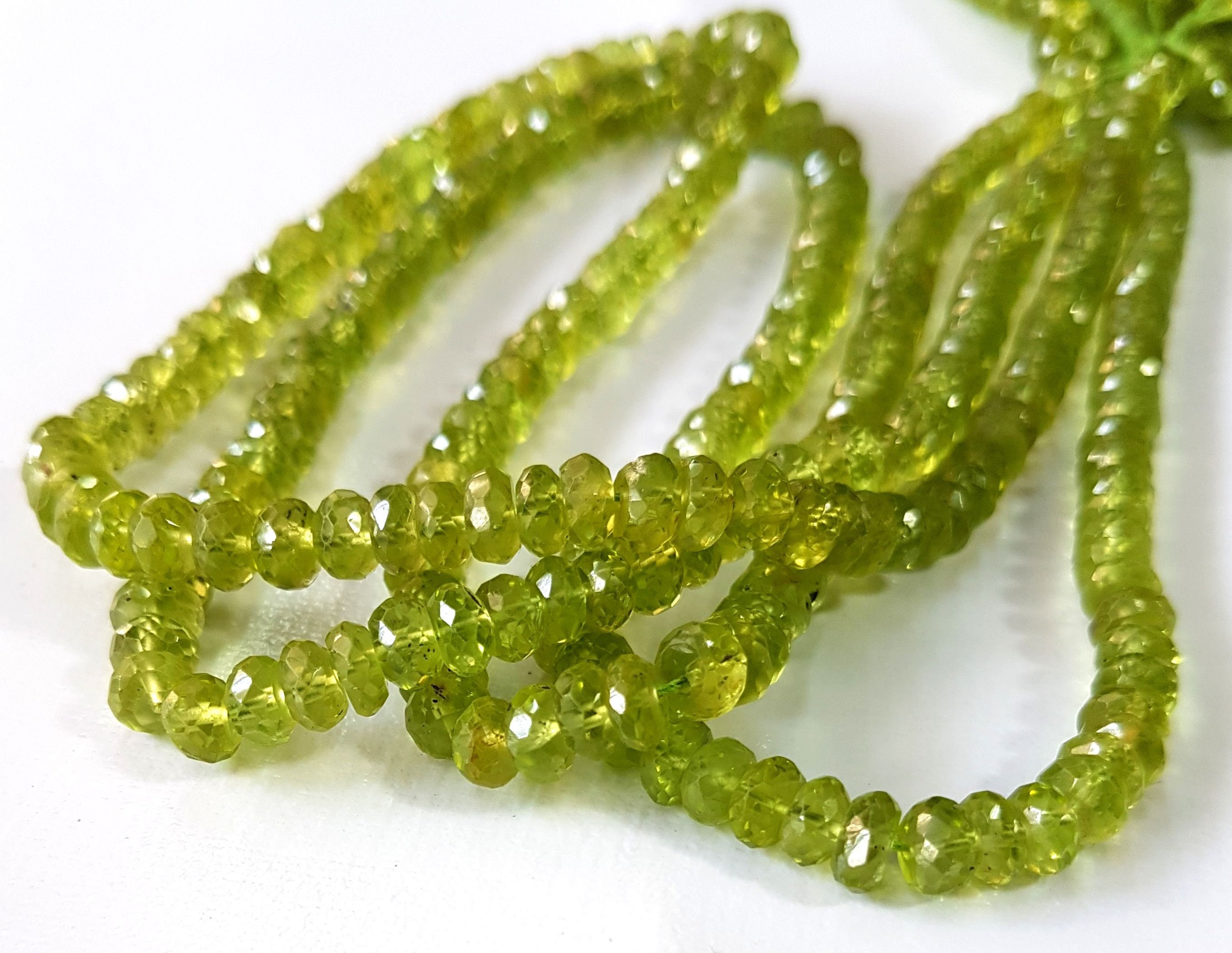 PERIDOT ROUNDELS BEAD Gemstone Faceted Beads Peridot Roundels Beads ...